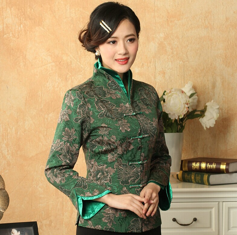 Green Chinese Jacket for Women | Mandarin Factory