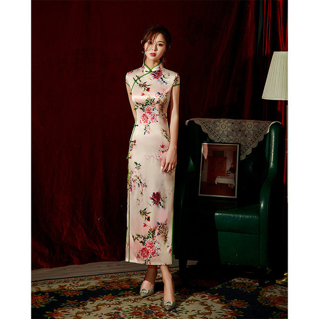 Robe Chinoise Motifs Fleurs | Mandarin Factory