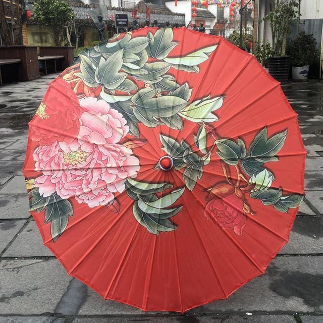 Red Peony Chinese Umbrella | Mandarin Factory