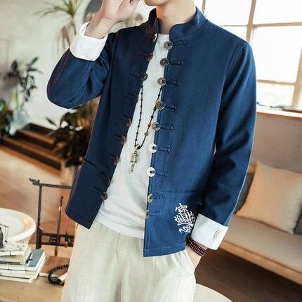 Dark Blue Men's Chinese Jacket | Mandarin Factory